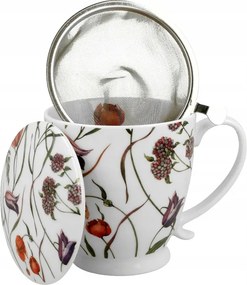 Porcelánový hrnek FLOWER MEADOW 510 ml se sítkem vícebarevný/bílý