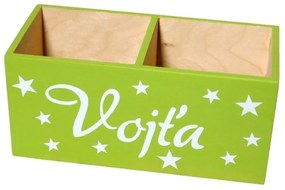 Dřevěný stojánek na pastelky zelený