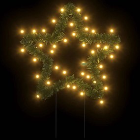 Vánoční Světelné Dekorace S Hroty 3 Ks Hvězda 50 Led Diod 29 Cm Zelená