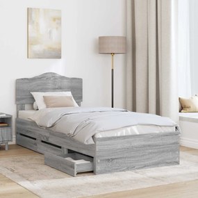 Rám postele s čelo Šedá Sonoma 75 x 190 cm Inženýrské dřevo 3413059