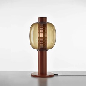 Difuzní lampa v japonském stylu Bonbori Dekor: Měděná metalická noha / Hnědé kouřové sklo, Rozměr: ø 370 x 798 mm