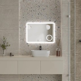 Erga Luna, LED zrcadlo 70x50cm s kosmetickým zrcadlem 3x zvětšení, 1840 lm, 6500K, přední/zadní osvětlení, ERG-V01-124-7050-00
