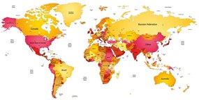 Tapeta mapa světa v barvách - 375x250 cm