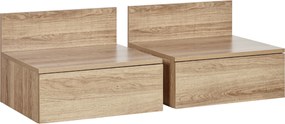 HOMCOM Sada 2 vznášejících se nočních stolků s úložným prostorem do ložnice 43x36,5x30,5 cm Přírodní | Aosom