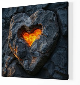 Obraz na plátně - Kamenné srdce s lávou FeelHappy.cz Velikost obrazu: 100 x 100 cm