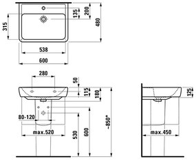 LAUFEN PRO A umyvadlo 60 x 48 cm, H8189520001041