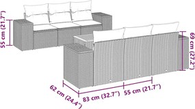 7dílná zahradní sedací souprava s poduškami černá polyratan 3257666