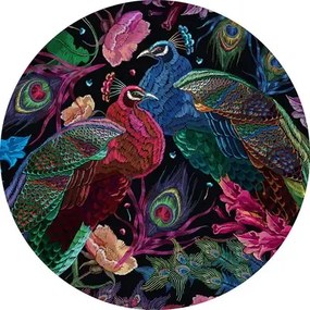 INTERDRUK Kulaté puzzle Secret Garden: Pár pávů / 500 dílků / průměr 6