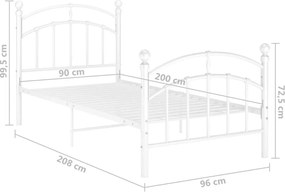 vidaXL Rám postele kov 90 x 200 cm [324968] Barva: Bílá