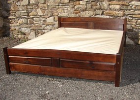 Via-nábytek Postel PEGAS masiv borovice 160 x 200 Povrchová úprava postele: Moření odstín ořech