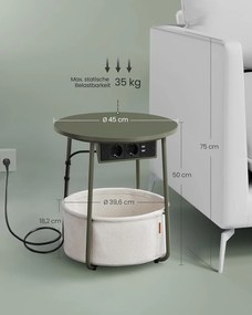 Odkládací stolek se zásuvkou Vasagle Moris krémově-zelený