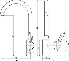 Slezák - RAV Dřezová baterie LABE - L519.x/4CMAT, Černá mat Připojovací hadičky - závit: 1/2"