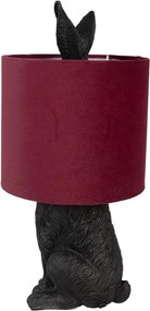 Černá stolní lampa králík s vínovým stínidlem Rabbi - Ø 20*43 cm