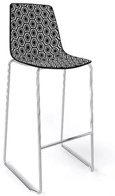 GABER - Barová židle ALHAMBRA ST vysoká, černobílá/chrom