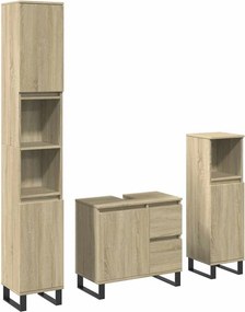 3dílný set koupelnového nábytku dub sonoma kompozitní dřevo 3307678