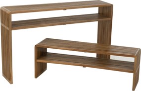 Sada 2 konzolových stolů Cubic s policí z teakového dřeva – 130*30*80 / 118*30*40 cm