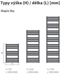 Isan Mapia Sky 1765 x 600 mm koupelnový radiátor bílý