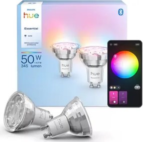 Philips Hue Essential WCA GU10 2 ks / Chytrá LED žárovka / 4,7 W / 345