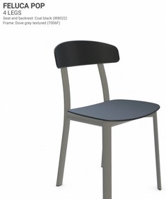 Židle Feluca Pop Barva kovové konstrukce: Dove grey fine textured 7006F, Barva sedáku a opěradla z recyklovaného plastu: Coal black IR8022