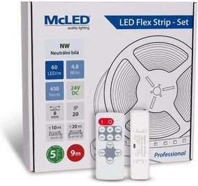 Led pásek mcled set led pásek 9 m s ovladačem, nw, 4,8 w/m