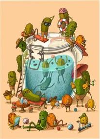 Dávid Soboň | Pickled Pool Party Rám: Černý, Velikost: 30 x 20 cm