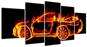 Obraz hořícího auta