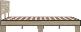 Rám postele dub sonoma 140 x 200 cm kompozitní dřevo a kov 3280148