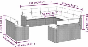 11dílná zahradní sedací souprava s polštáři černá polyratan 3226498
