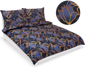 Bavlněné povlečení na dvoudeku Modrá,Zlatá 90/539 - 180x220 cm, 2ks 70x90 cm