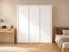 Třídveřová šatní skříň s policemi a šatními tyčemi SIMONE bílá