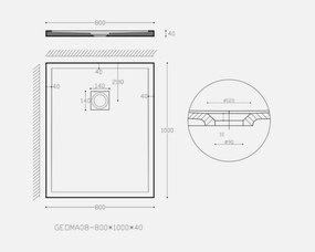 Sprchová vanička z litého mramoru DOPORRO GEOMA 08  80-140cm