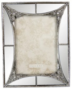 Skleněný fotorámeček se stříbrnými ornamenty – 13x18 cm