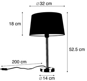 Moderní stolní lampa ocelová s tmavě béžovým stínítkem 35 cm - Simplo