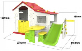 Dětský zahradní domeček s předzahrádkou 4v1 CHD-508 Červený