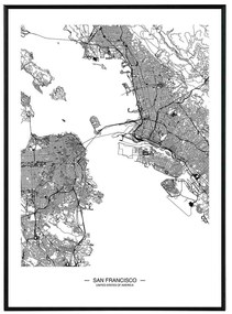 San Francisco map - 50x70 cm Obraz