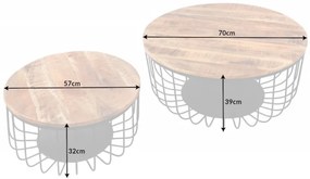 Konferenční stolek Úložná sada 2 70 cm přírodní černá/ 42896