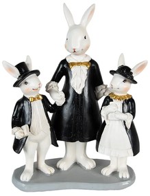 Bílo-černá dekorace králičí rodinka- 16*8*21 cm