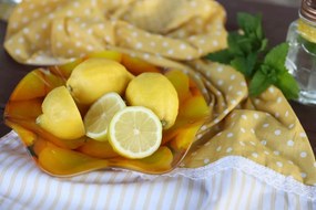Žlutá miska na ovoce v citrónovém designu 24cm
