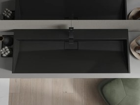 Mexen Ava, umyvadlo na desku z konglomerátu 1/O 120 x 46 cm, černá matná, 23011271