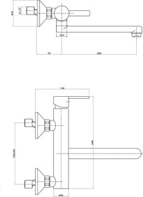 Sapho Espada ES15 dřezová baterie nástěnná 150 mm páková