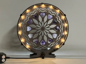 Li-Go "Srdce, ametystová mandala" Stolní lampa 20x22 cm černá s patinou