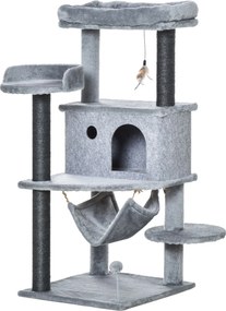 Strom pro kočky PawHut 48x48x107 cm s odnímatelným feltovým hnízdem, hammockem, plyšovými postelemi, více platformami, sisalovými sloupky a hračkami Š