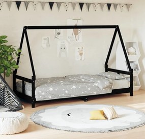 vidaXL Dětská postel 80 x 200 cm masivní borové dřevo [834451] Barva: Černá