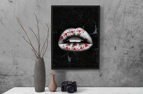 Pixada Royal Flush Lips Hearts - motivační obraz Velikost: A3 - 29,7x42 cm, Volba rámu: s černým rámem
