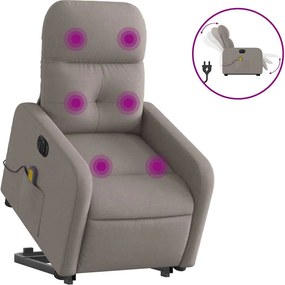 Elektrické zvedací masážní polohovací křeslo taupe textil 3206829