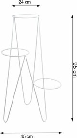 STOJAN NA KVĚTINÁČ TRIPOD 95X45X24 CM BÍLÁ