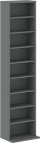 HOMCOM Úložný box na CD a DVD, 9 přihrádek a 6 nastavitelných polic, maximální kapacita 260 CD/120 DVD, 33 x 24 x 140 cm, šedá