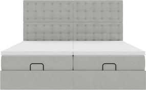 Osmanský rám postele s matracíes světle šedá 160x200cm samet 3313802