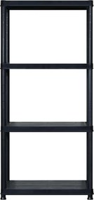 Úložný regál 4patrový černý 183 x 30,5 x 130 cm plast 3059855