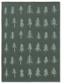 Ferm Living Vánoční bavlněná utěrka Dark Green Tree, zelená barva, textil